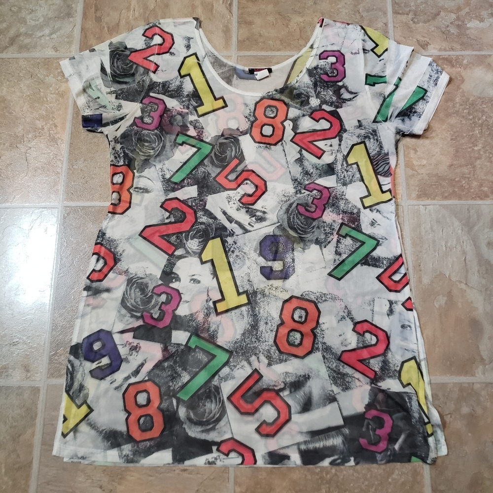 Vintage Blush Made In Usa Sheer Numbers Shirt - Gem